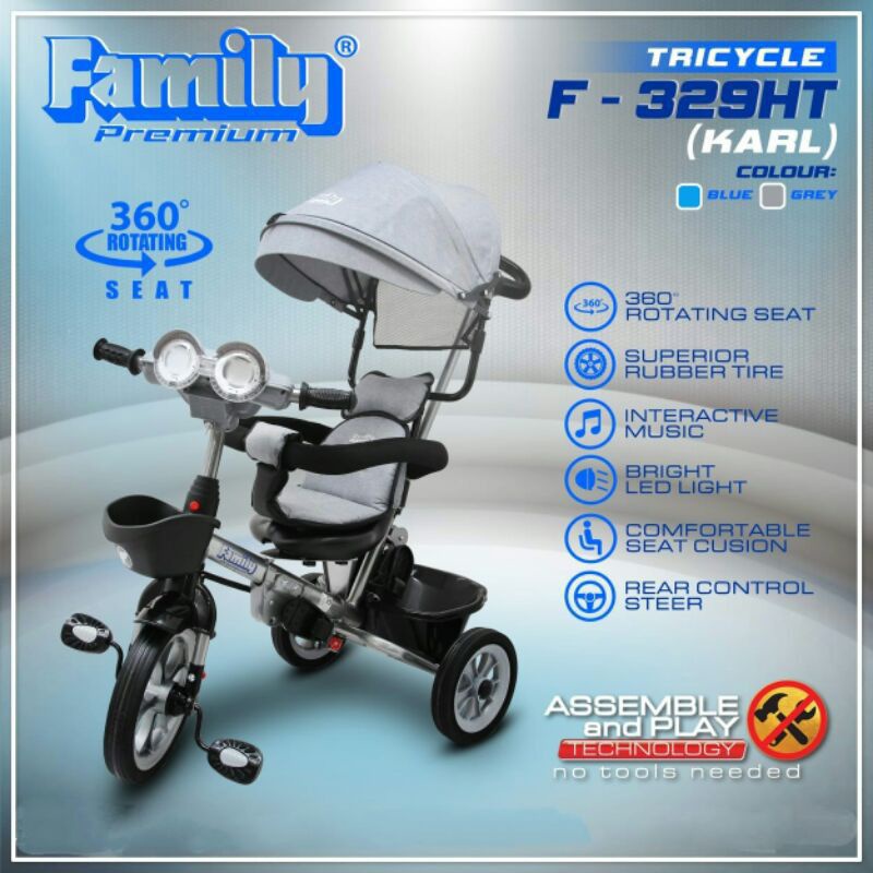 Jual Sepeda Stroller Genio Roda tiga ready 3 warna (Family)lengkap ...