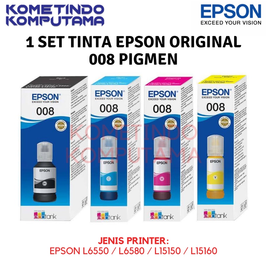 Jual 1 Set 4 Warna T 008 Tinta Epson L6460 / L6490 / L15150 / M15140 / M15180 / L15160 / L15180 ...