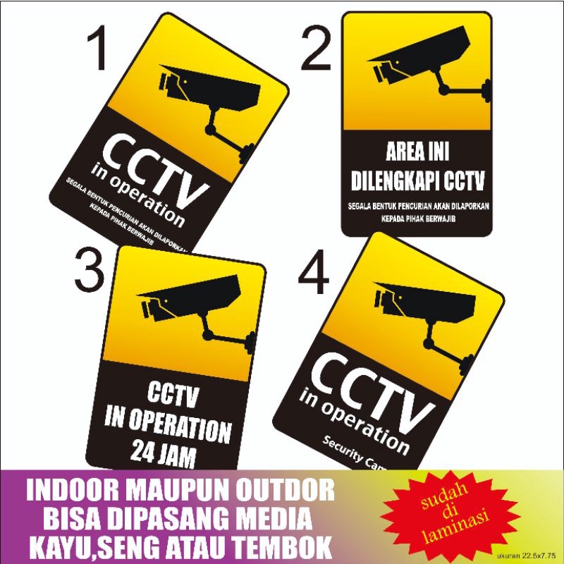 Jual Stiker Cctv Sticker Cctv stiker Area Cctv | Shopee Indonesia