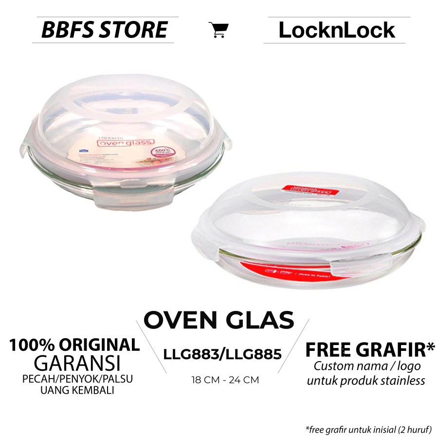 Jual Lock n Lock Round To Table Oven Glass Domestyle 18cm 24cm LLG883 ...