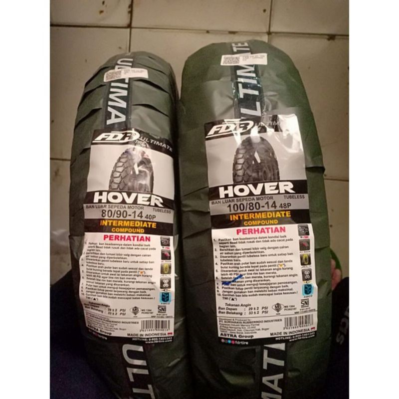 Jual ban FDR Hover ring 14 sepasang depan dan belakang ukuran 80-90/14 ...
