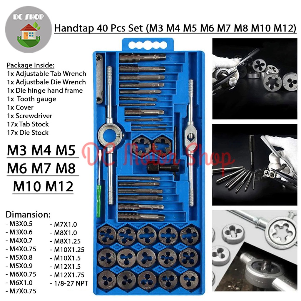 Jual Hand Tap Set Adjustable Hand tab Handtab Dies Set 40 Pcs Alat Snai ...