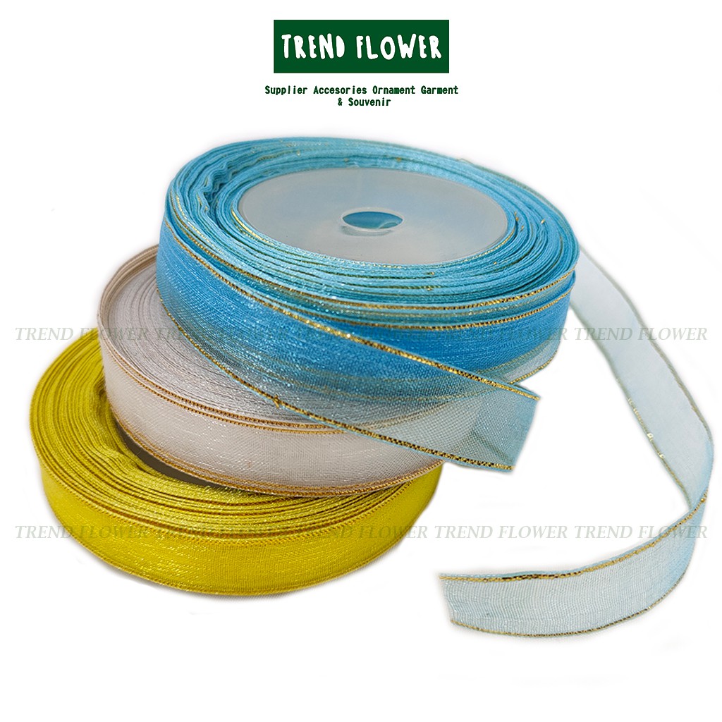Jual Pita organdi lace emas lebar pita setengah inch per roll kado ...