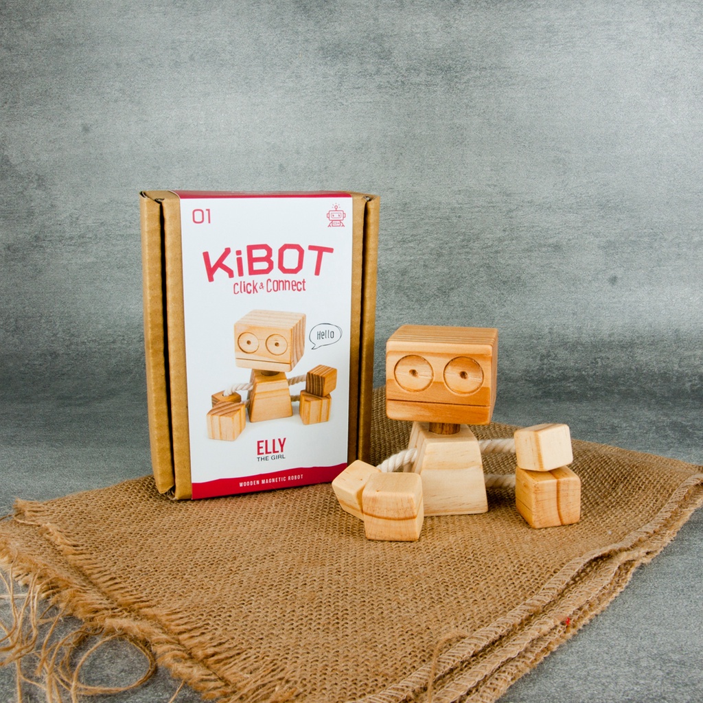 Jual Littlekibo - KiBOT - ELLY The Girl | WOODEN MAGNETIC ROBOT ...