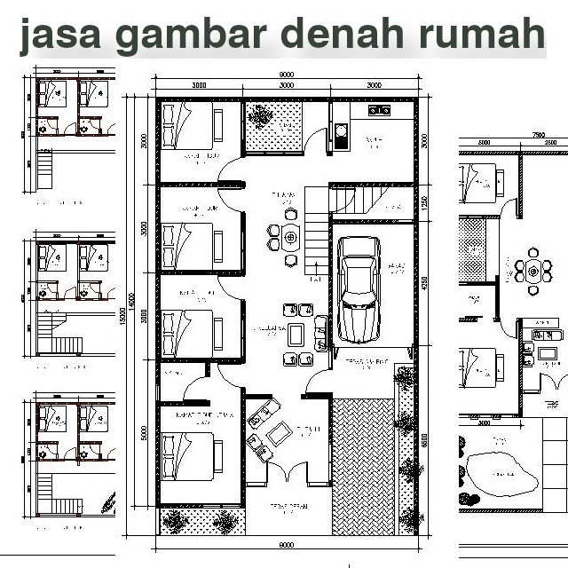 Jual jasa gambar desain denah rumah, tampak, tampak 3D, detail pondasi ...
