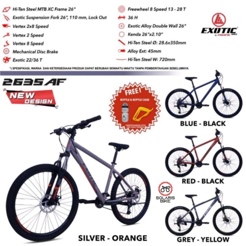 Jual Sepeda MTB Exotic Alloy 26 inch ET 2618 AF 2635 AF 2612 AM ...