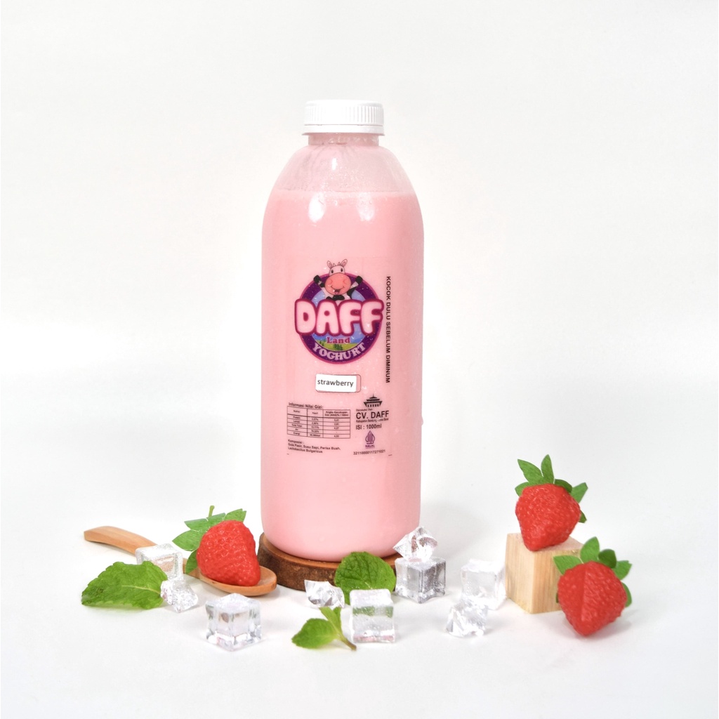 Jual (BPOM) YOGURT STRAWBERRY KENTAL 1 LITER | YOGURT THICK | DAFF ...