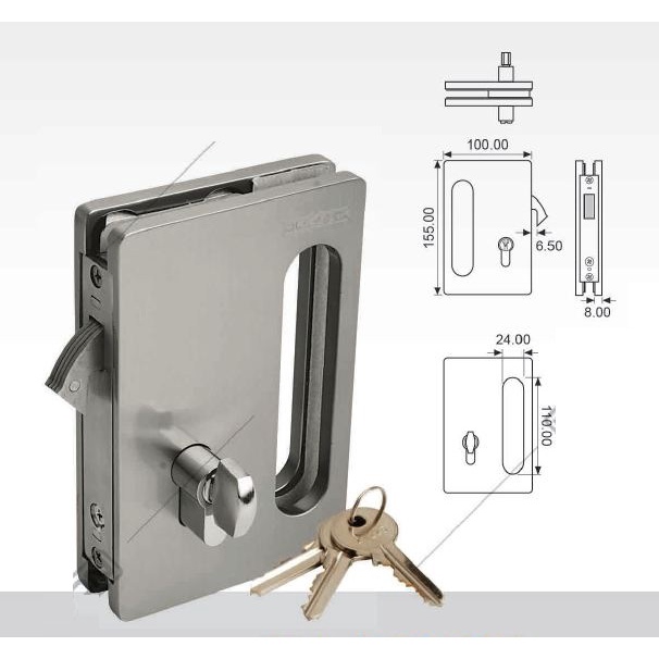 Jual Handle Kunci Sliding Pintu Kaca Tembok Glass Sliding Handle Lock Wall | Shopee Indonesia