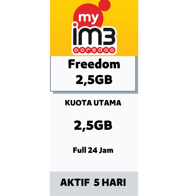 Jual PAKET DATA KUOTA INDOSAT IM3 FREEDOM UNLIMITED KUOTA FULL TANPA ...
