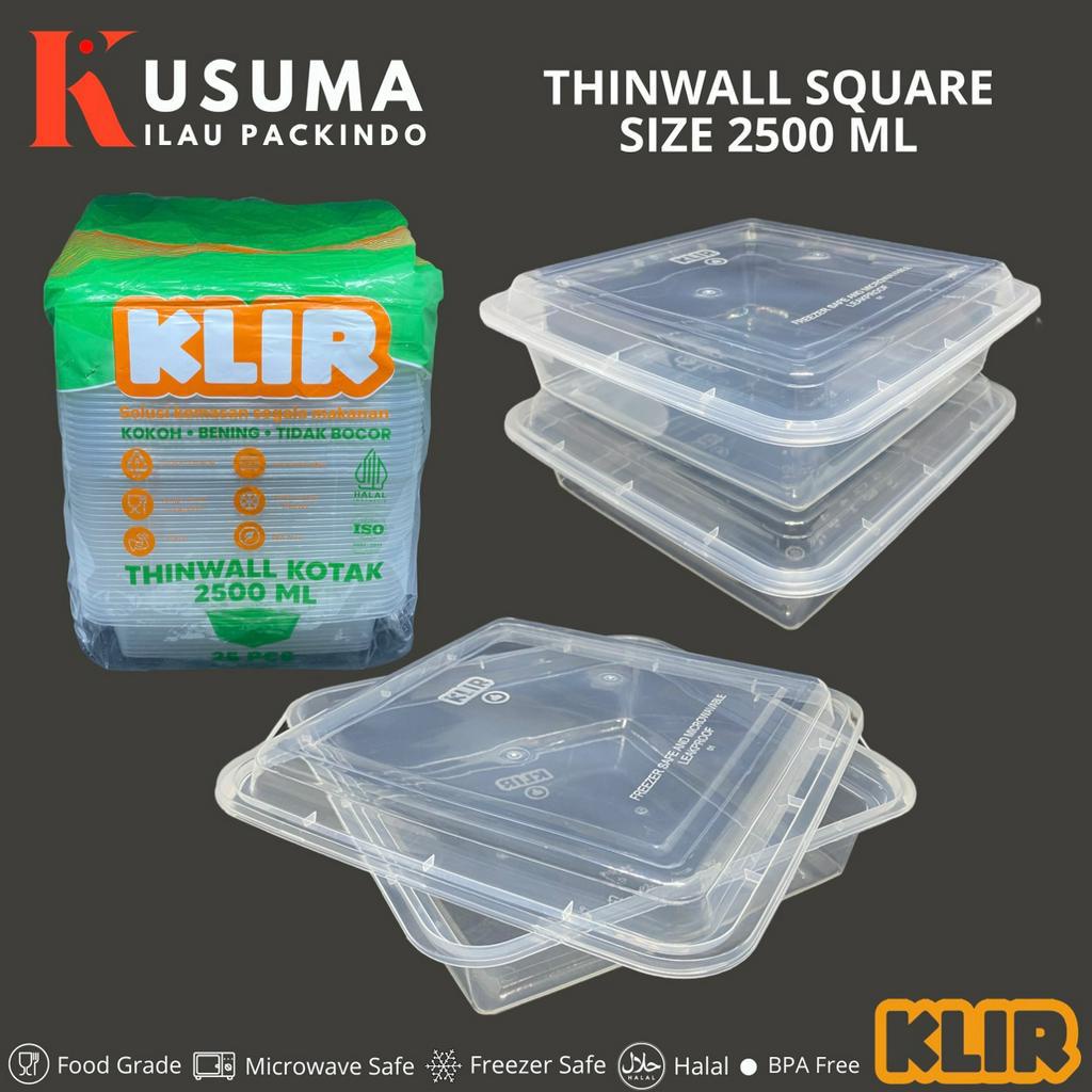 Jual (ECERAN) KLIR THINWALL SQUARE JUMBO 2500ML 3600ML TUTUP CEMBUNG ...