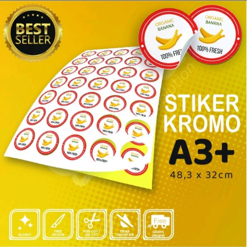 Jual Cetak Stiker / Sticker Label A3 A3+ bahan Cromo / HVS | Shopee ...