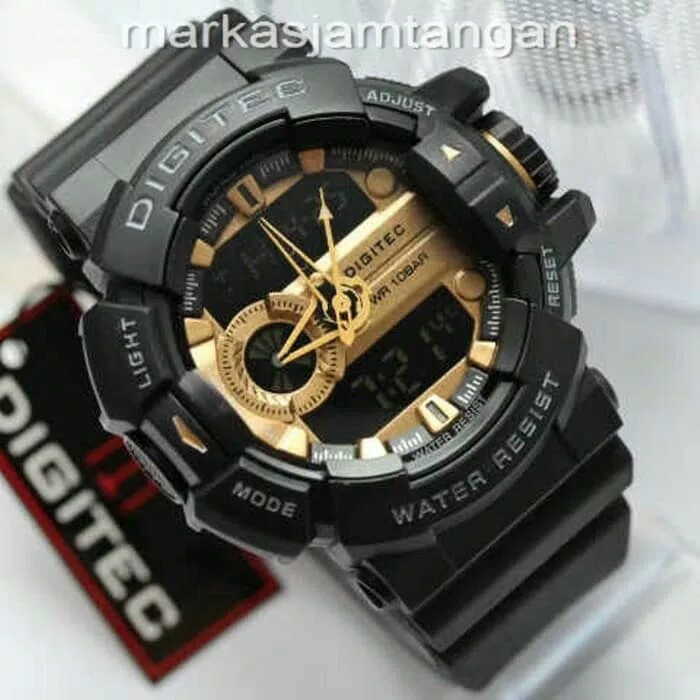 Jual ORIGINAL JAM TANGAN DIGITEC 2080 PRIA DUAL TIME BLACK GOLD ...
