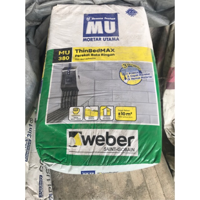 Jual Semen Mortar MU 380 perekat bata ringan . Semen hebel . Semen ...