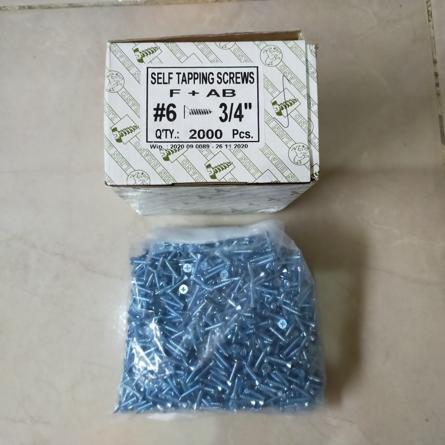 Jual SEKRUP TAPPING 6 x 3/4 FAB FLATHEAD SELF TAPPING SCREW / SEKRUP KAYU 100PCS | Shopee Indonesia