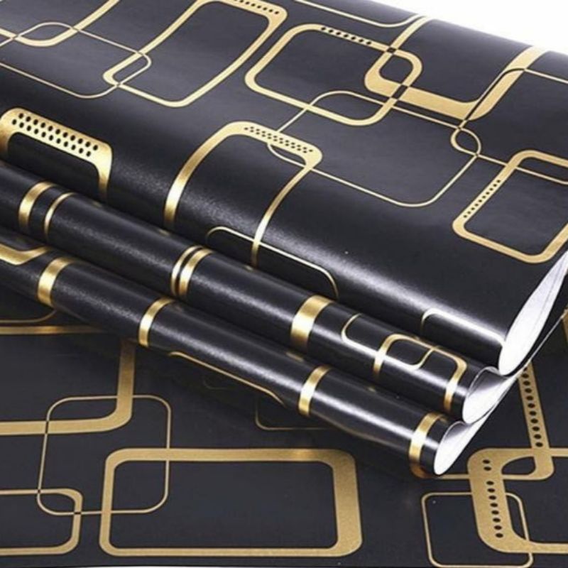 Jual Wallpaper Dinding Sticker Dinding Kotak Hitam Gold Minimalis ...