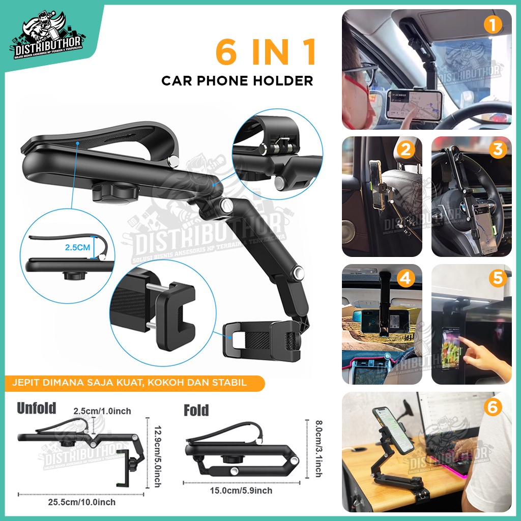 Jual Phone Holder Mobil 6 IN 1 Car stand Dudukan Penyangga Penahan Hp ...