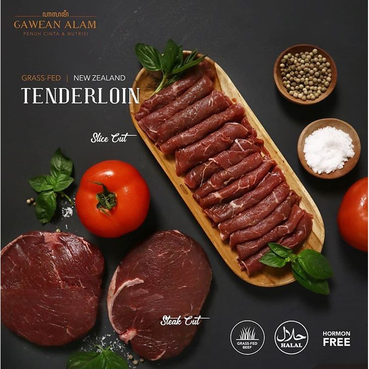 Jual NZ Grass-fed TENDERLOIN - Daging Sapi TENDERLOIN - Slice Cut (250 ...
