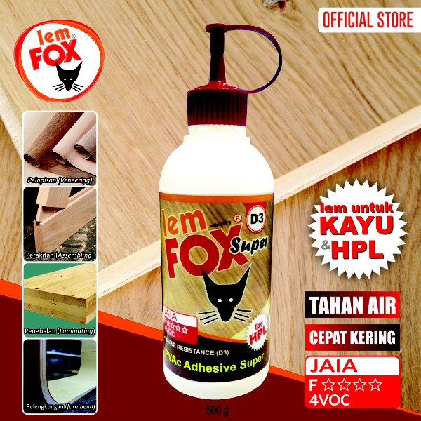 Jual Lem Fox PVAc Super D3 Botol Plst Squeeze 500 Gram / Lem Kayu Super ...