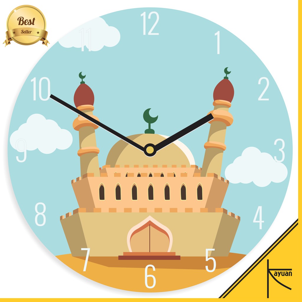 Jual Jam Dinding Kayu Nuansa Islami Gambar Masjid Vintage Murah Unik ...