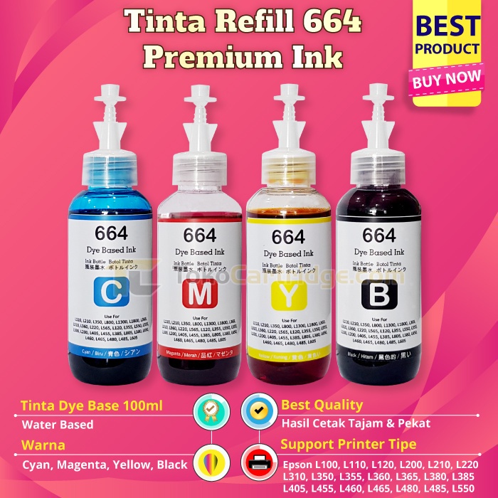 Jual Tinta Pengganti Original 664 Premium Ink Printer Epson L110 L120 ...