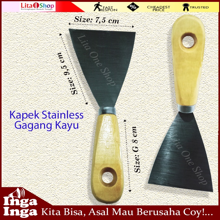 Jual Kape Stainless Gagang Kayu Kape Dempul Plamer Scrapper | Shopee ...
