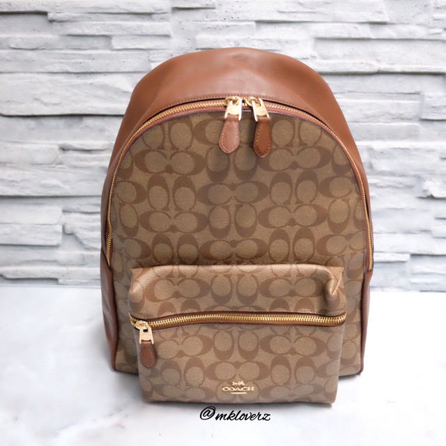 Jual Coach Charlie Signature Large Backpack (Khaki/Saddle) | Shopee ...