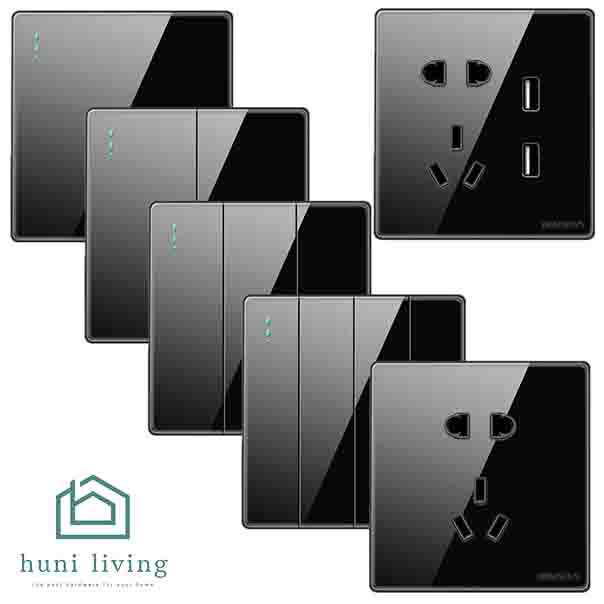 Jual Saklar / Sakelar Lampu Hitam Black Glossy 1/2/3 Gang Electrical ...