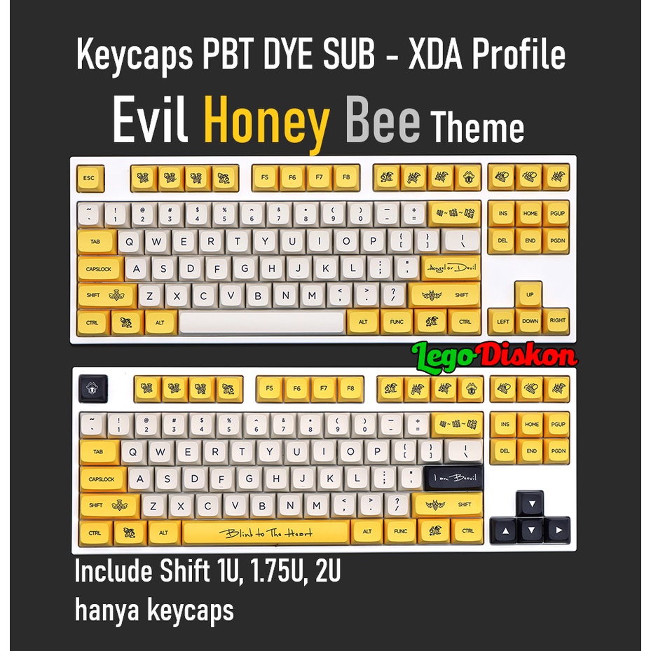 Jual KEYCAPS PBT DYE SUB XDA Profile - Devil Honey Bee Theme | Shopee ...