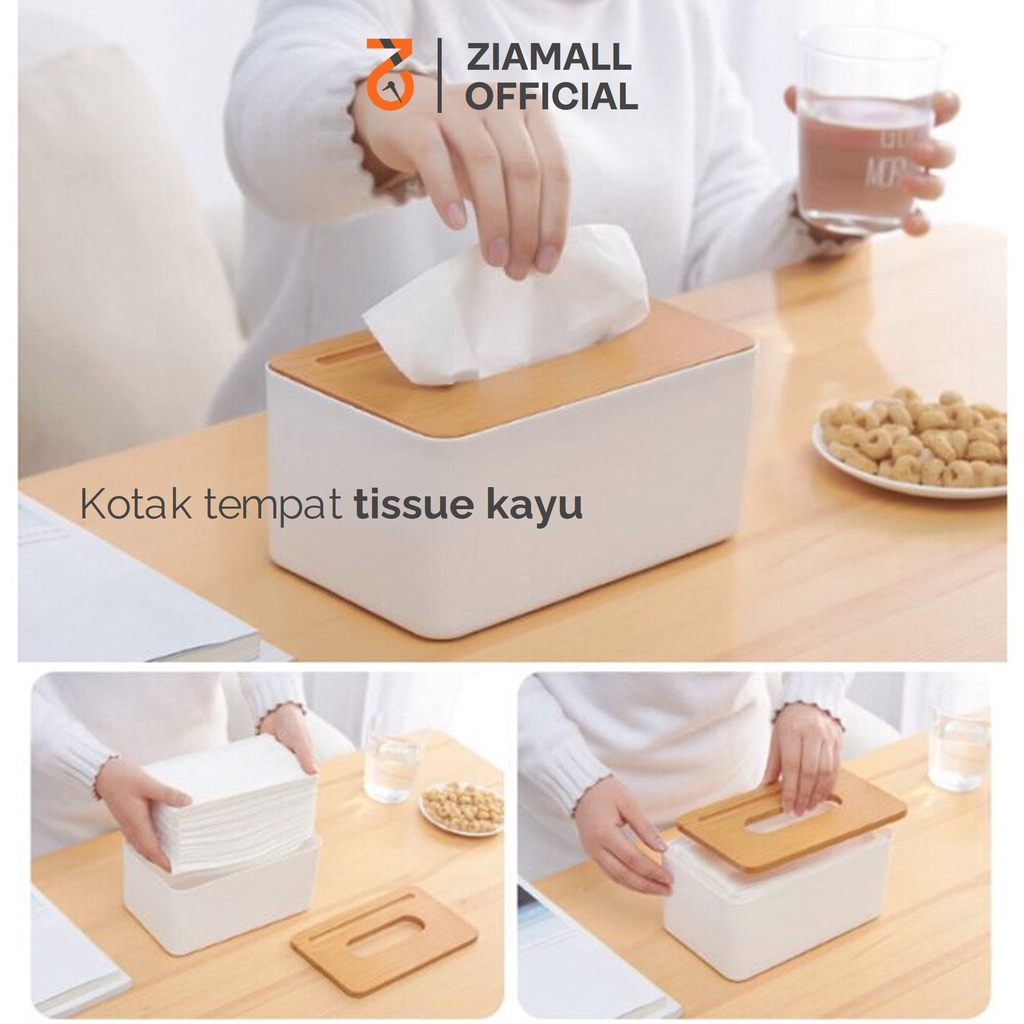 Jual Kotak Tisu Kayu Tempat Tissue Box dengan Holder Smartphone ...