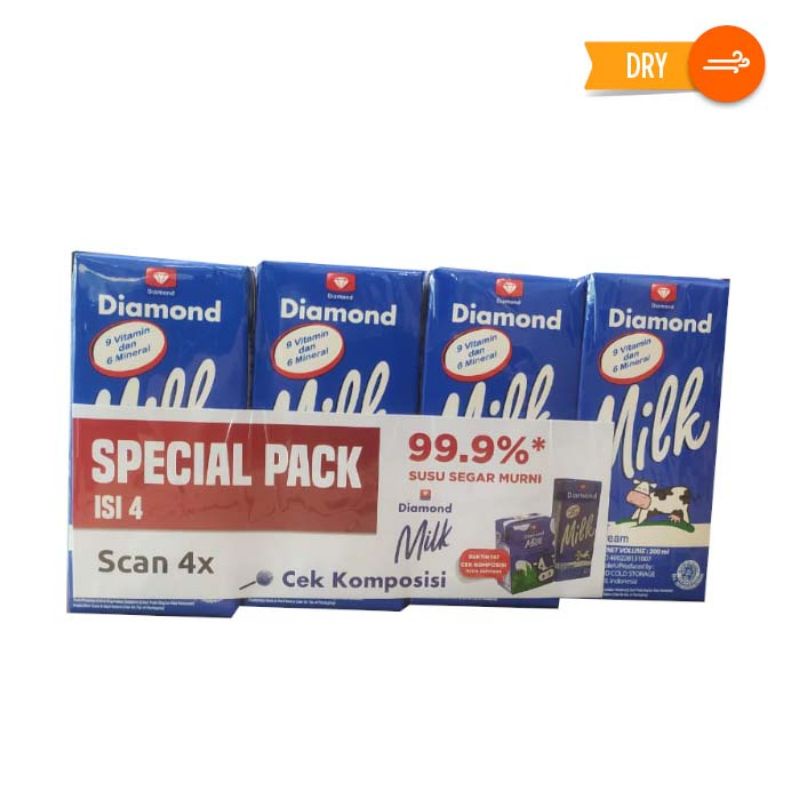 Jual DIAMOND MILK UHT FULLCREAM 200ML 1PACK ISI 4PCS | Shopee Indonesia
