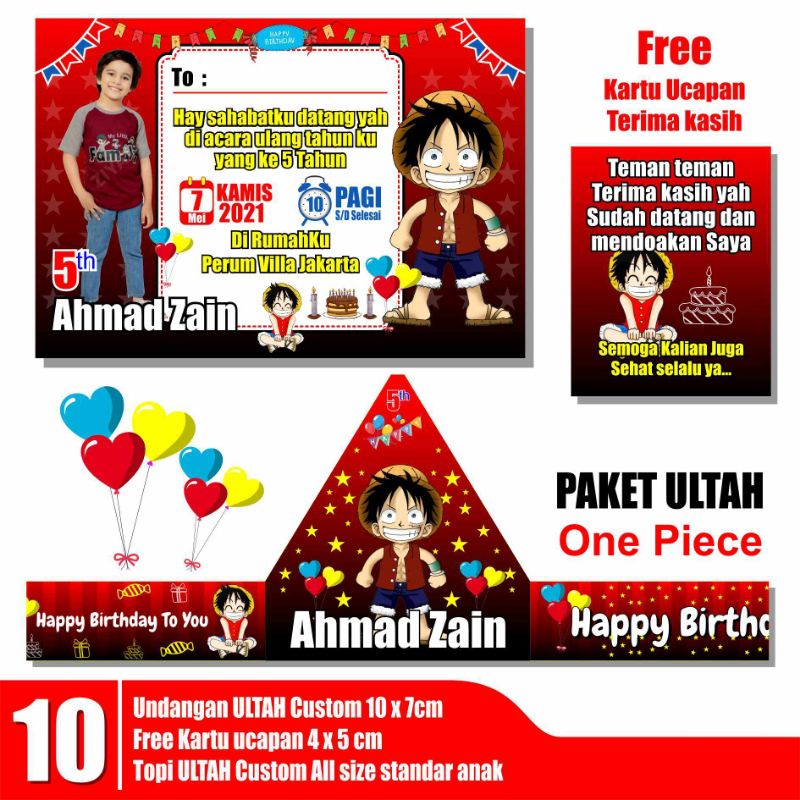Jual Undangan Ultah Anak / PAKET ULTAH ANAK TOPI DAN UNDANGAN CUSTOM ...