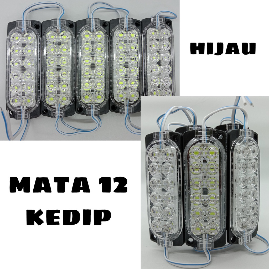 Jual Lampu kedip otomatis LED Ultrasonic 12 Mata 24V Waterproof / Modul LED 12 Mata 7W 24 Volt ...