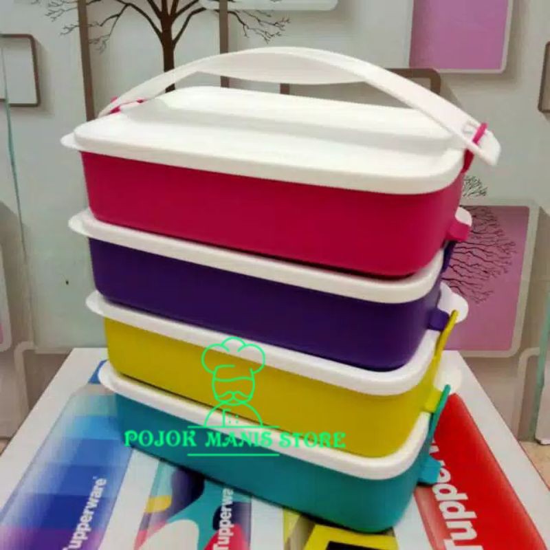 Jual Promo Rantang makanan 4 susun click to go tupperware with handle ...