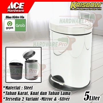 Jual Tempat Sampah Injak 5 Ltr Stainless Oval Krisbow Pedal DustBin Original By Azko Indonesia ...