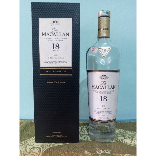 Jual Botol Kosong Minuman Import THE MACALLAN 18 YEARS SHERRY OAK CASK ...