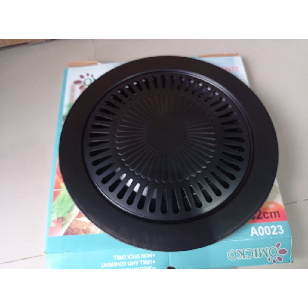 Jual Grill Plate Panggangan Grill Pan / Pemanggang Grill BBQ Omicko 32 CM | Shopee Indonesia