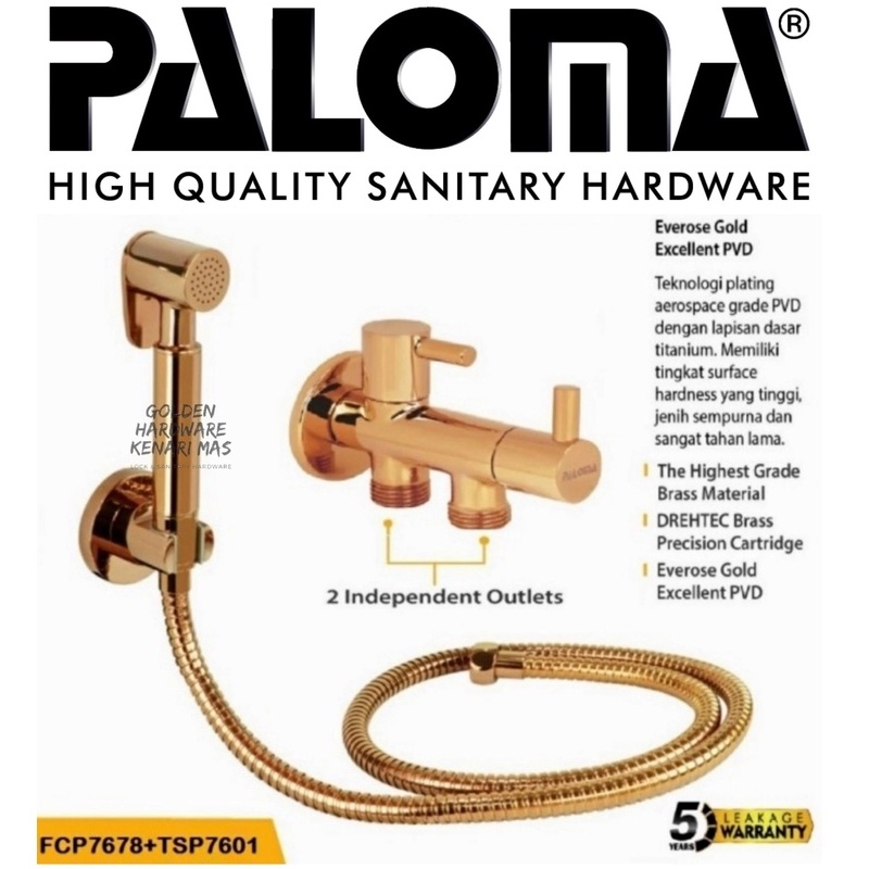 Jual PALOMA TSP 7601 FCP 7678 Paket Jet Shower Semprotan Cebok Brass ...