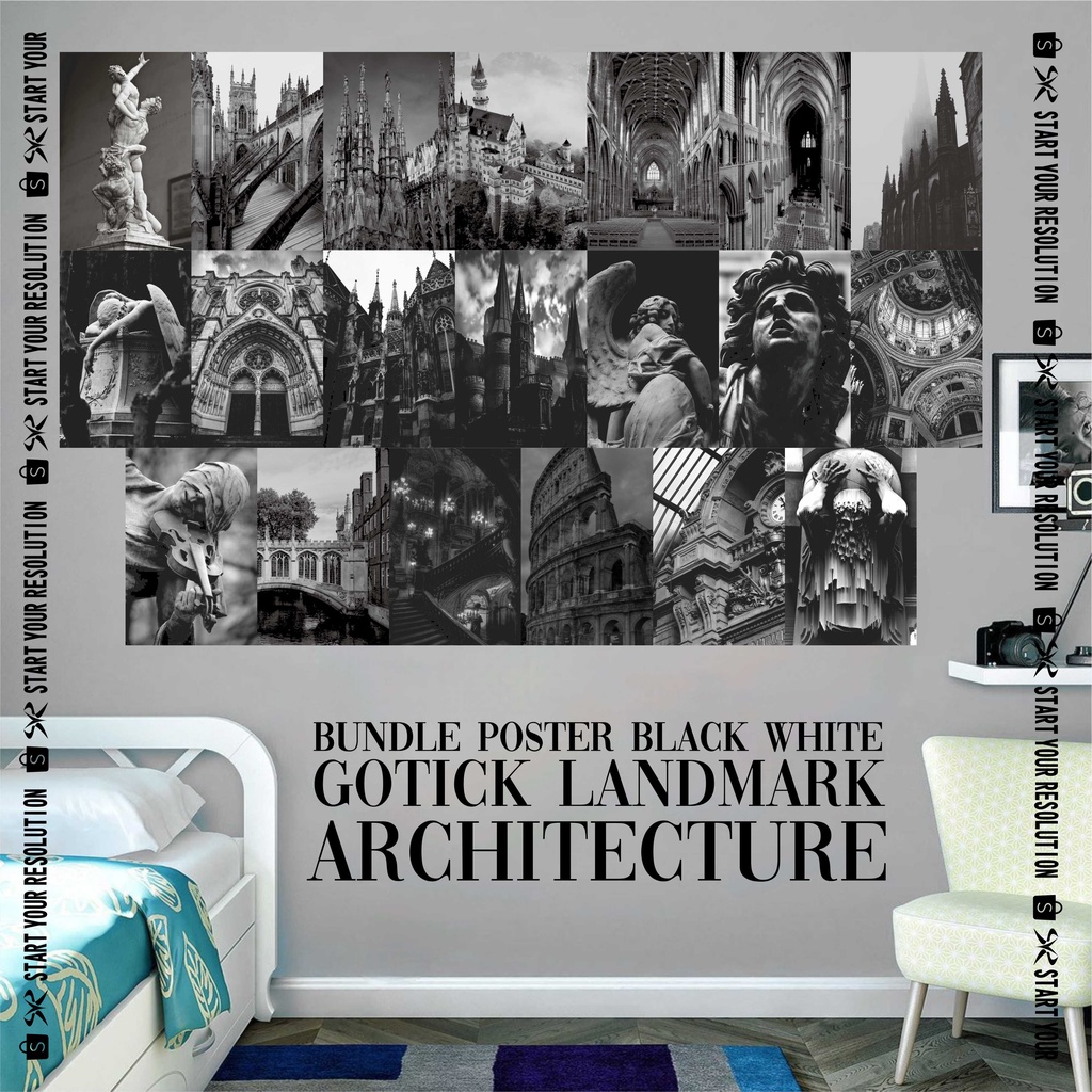 Jual Paket Bundle Poster Dinding Arsitektur Murah Tema Gothic Black ...