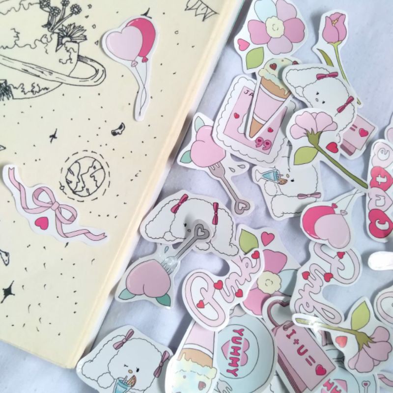 Jual Pink Sticker Cute (45pcs) | Shopee Indonesia