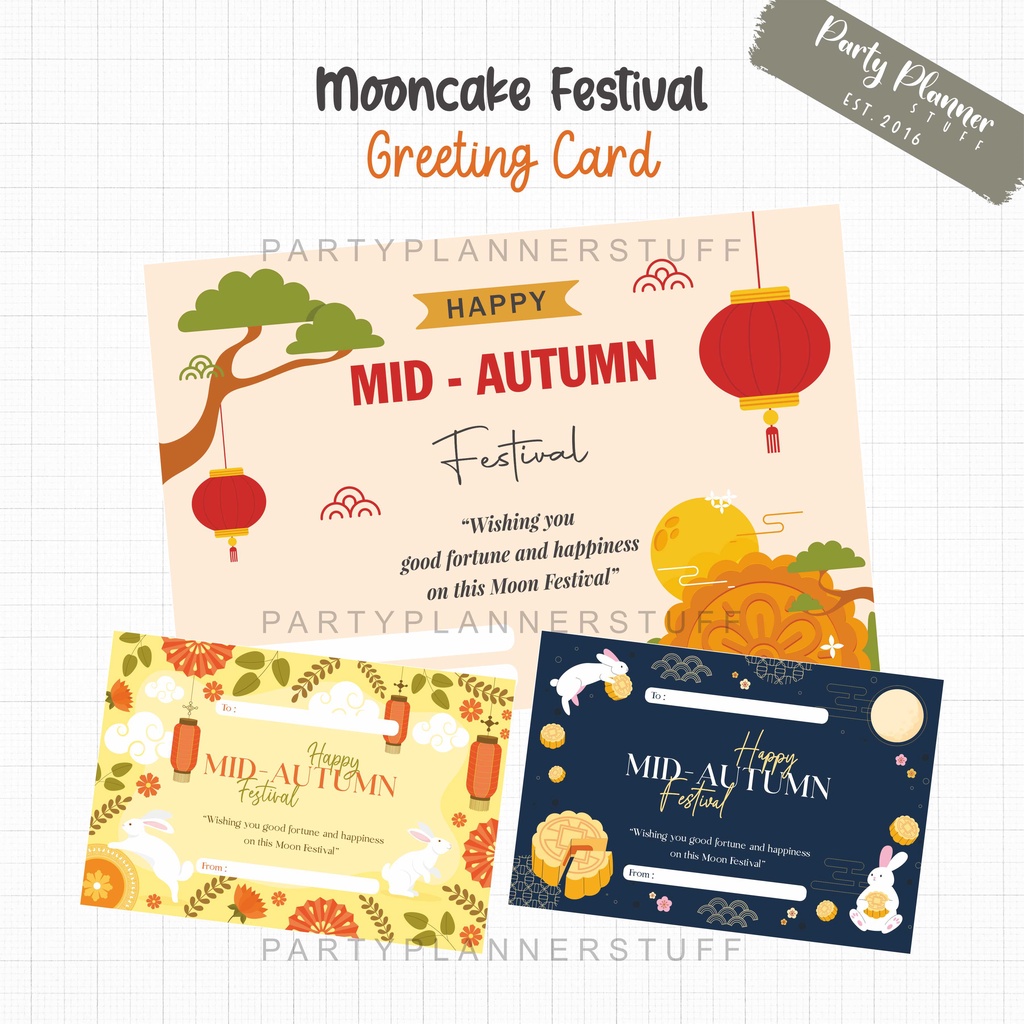 Jual Kartu ucapan mid autumn festival / mooncake festival greeting card ...