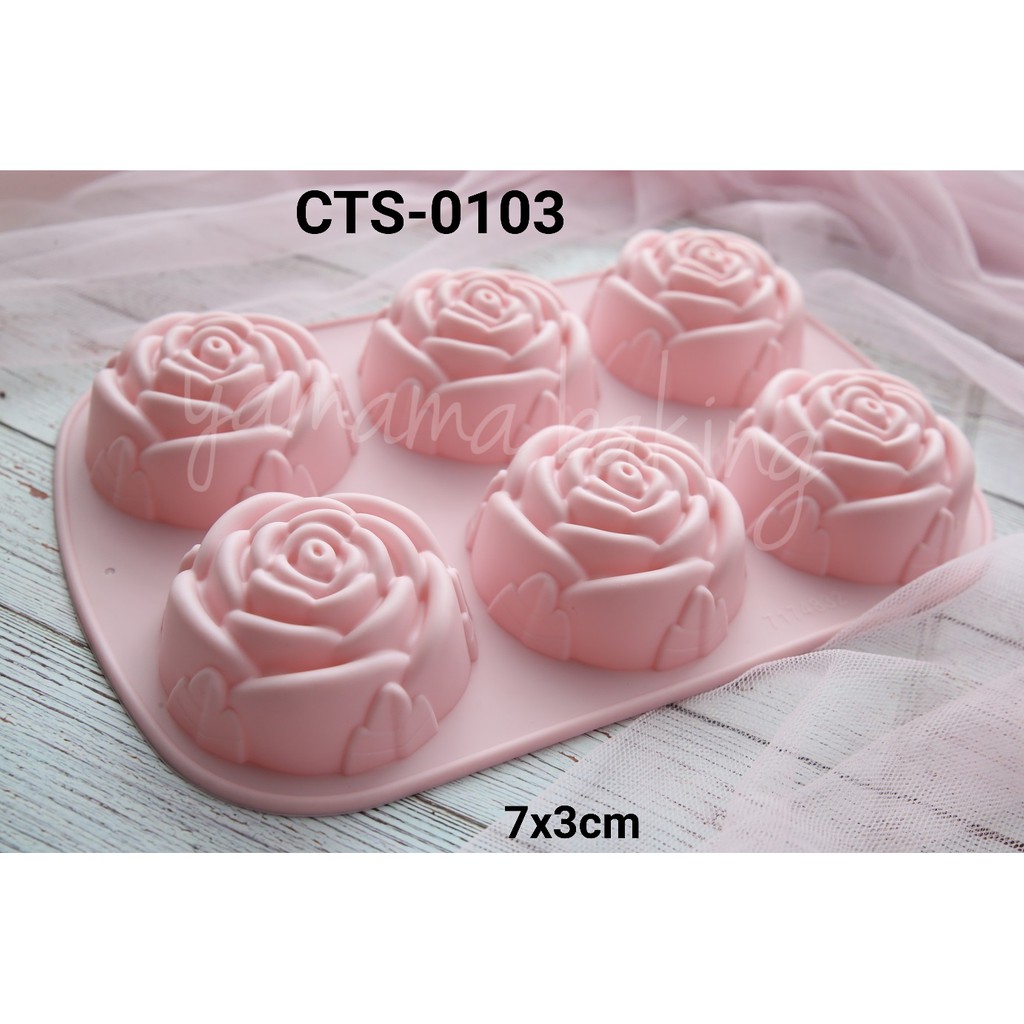 Jual CTS-0103 Cetakan silikon coklat puding bunga flower mawar ros ...