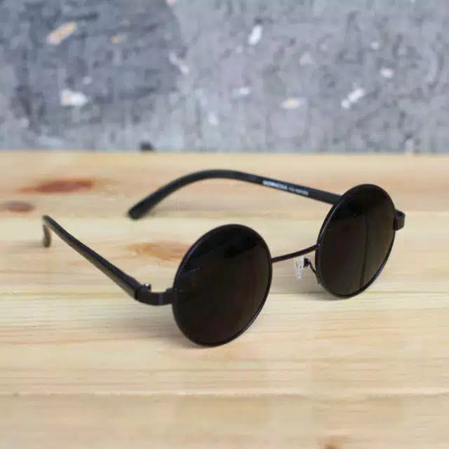 Jual Kacamata Hitam Pria Wanita bulat Boboho Full Hitam Vintage Classic ...