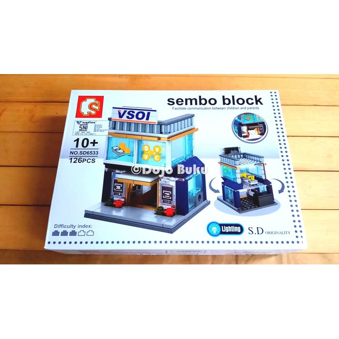 Jual Lego Bangunan Kantor Bank Visa Sembo Block LED menyala | Shopee ...