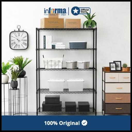 Jual Informa - Rak Kawat - Xyla Wire Shelving 5Tiers 12045179 Black ...
