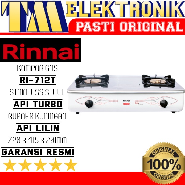 Jual KOMPOR GAS RINNAI RI-712T / Kompor 2 Tungku Api Turbo (stainless ...