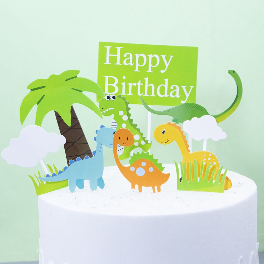 Jual Cake Topper / Topper Kue HBD / Happy Birthday Dino / Dinosaurus ...