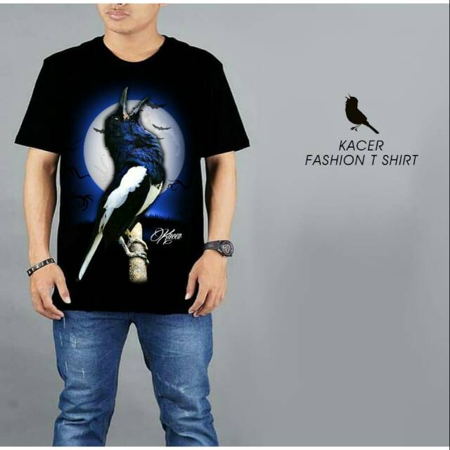 Jual Kaos burung cowok spandek hitam kicau kacer mania bulan | Shopee ...
