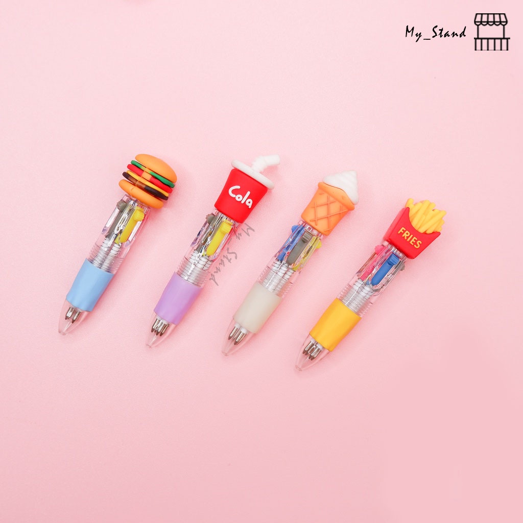 Jual Pena 4 warna pendek fast food pulpen burger french fries ketang ...