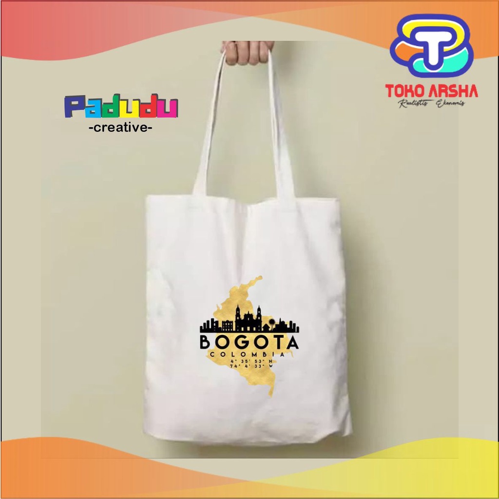 Jual Totebag Vintage Bogota Map Skyline Resleting Tas Tote Bag Wanita ...