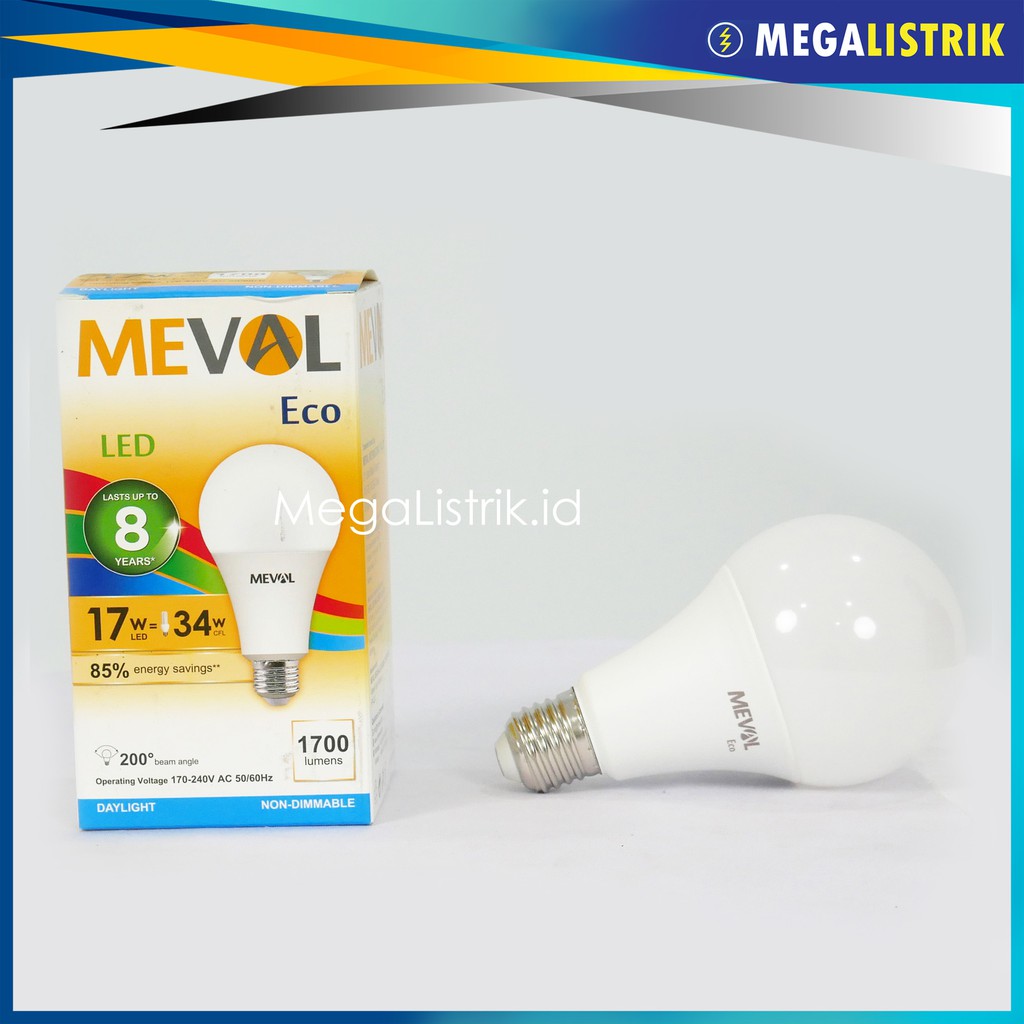 Jual MEVAL LAMPU BOHLAM LED BULB ECO 17W / 17 WATT WHITE / PUTIH ...